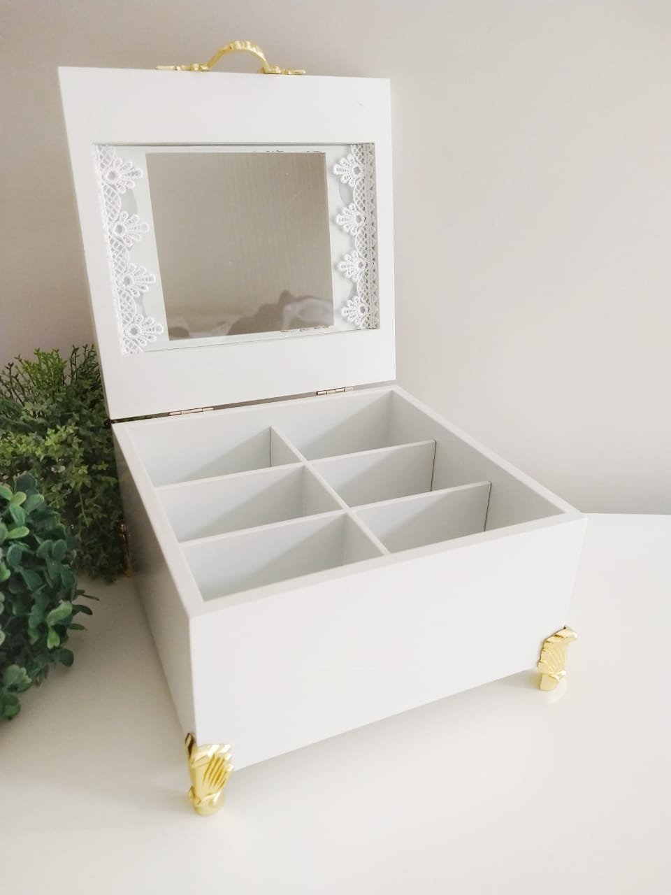 Caixa de Chá Mdf com Pés Luxo